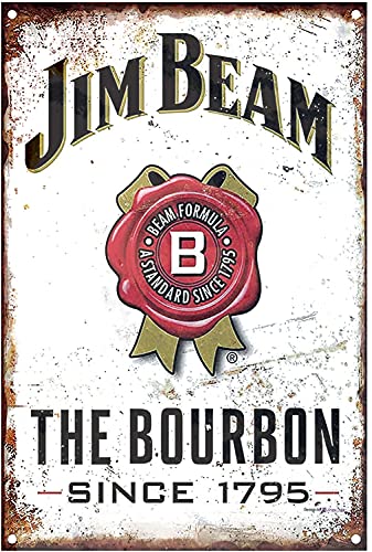 Tin Sign Jim Beam Vintage Retro Metal Poster Home Garage Bar Coffee Kitchen Wall Decor Plaque for Man Cave 8x12 Inch Sign