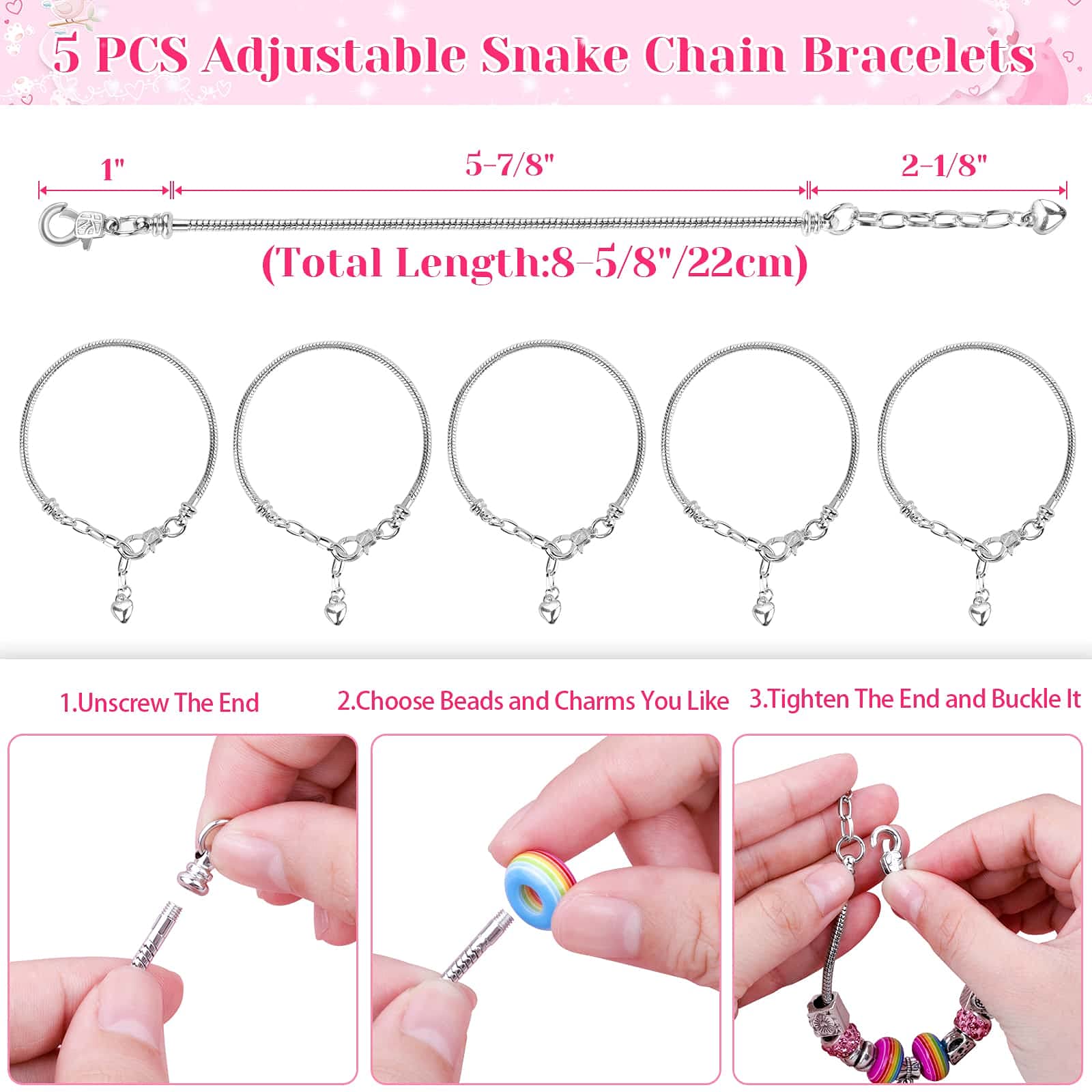 85 Pcs Charm Bracelet Making Kit, Acejoz DIY Charm Bracelets Beads for Girls, Adults and Beginner Jewelry Making Kit