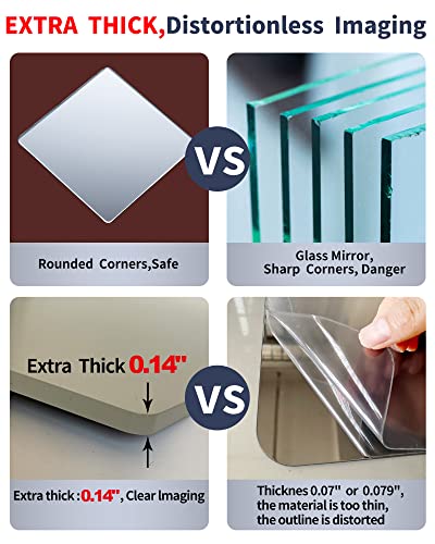 Unbreakable Full Length Mirror Wall Mounted Cheap,Extra Thick 0.14",48"x12" 4Pcs 12"x12",Made of Shatterproof Plexiglass Acrylic,Long Mirrors for Bedroom,Workout Mirrors for Home Gym Wall