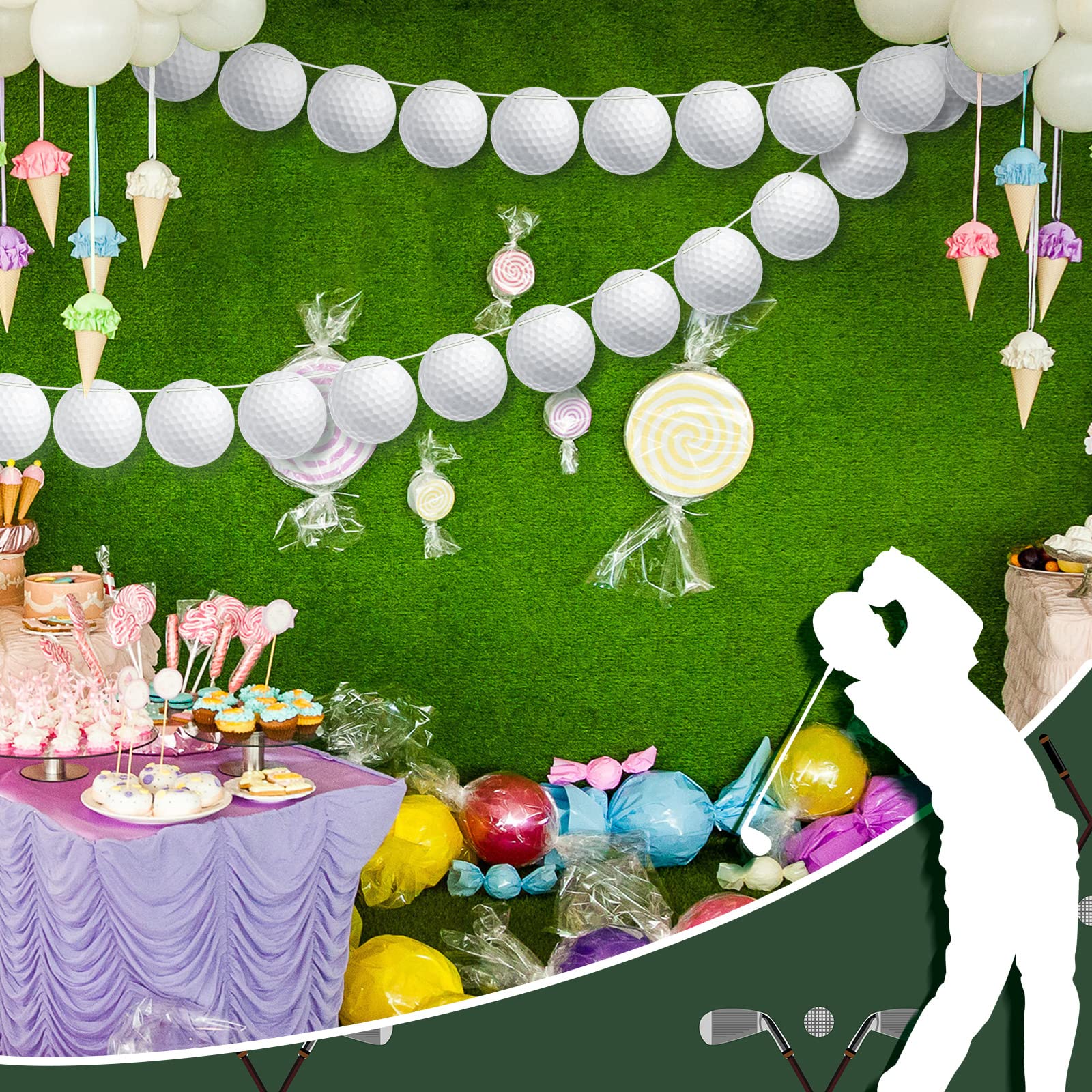 5 Pieces Golf Party Decorations Golf Party Supplies Golf Party Banners Golf Bunting Hanging Banners Golf Paper Garlands for Sports Theme Birthday (Golf Style)