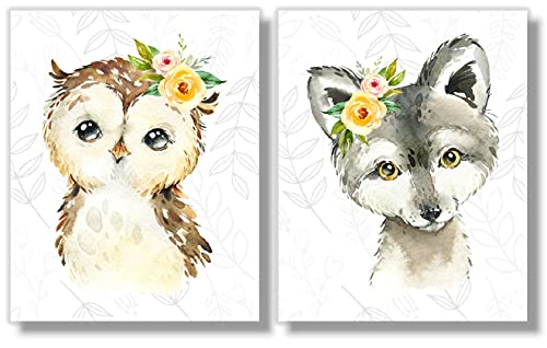 Woodland Animals Wall Art Prints - Nursery Decor - Set of 6-8x10 - Unframed - Watercolor