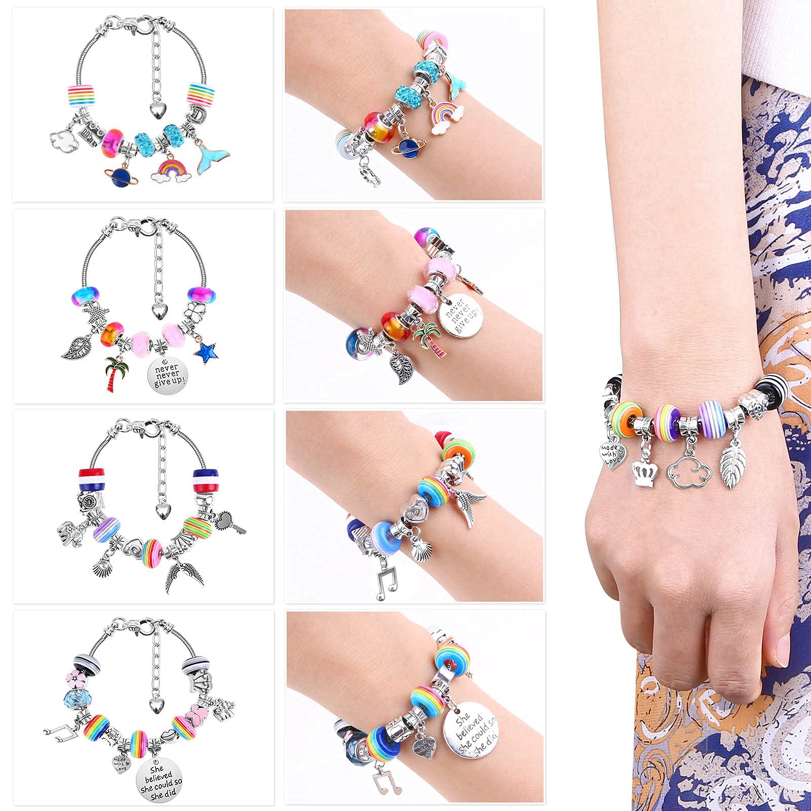 85 Pcs Charm Bracelet Making Kit, Acejoz DIY Charm Bracelets Beads for Girls, Adults and Beginner Jewelry Making Kit