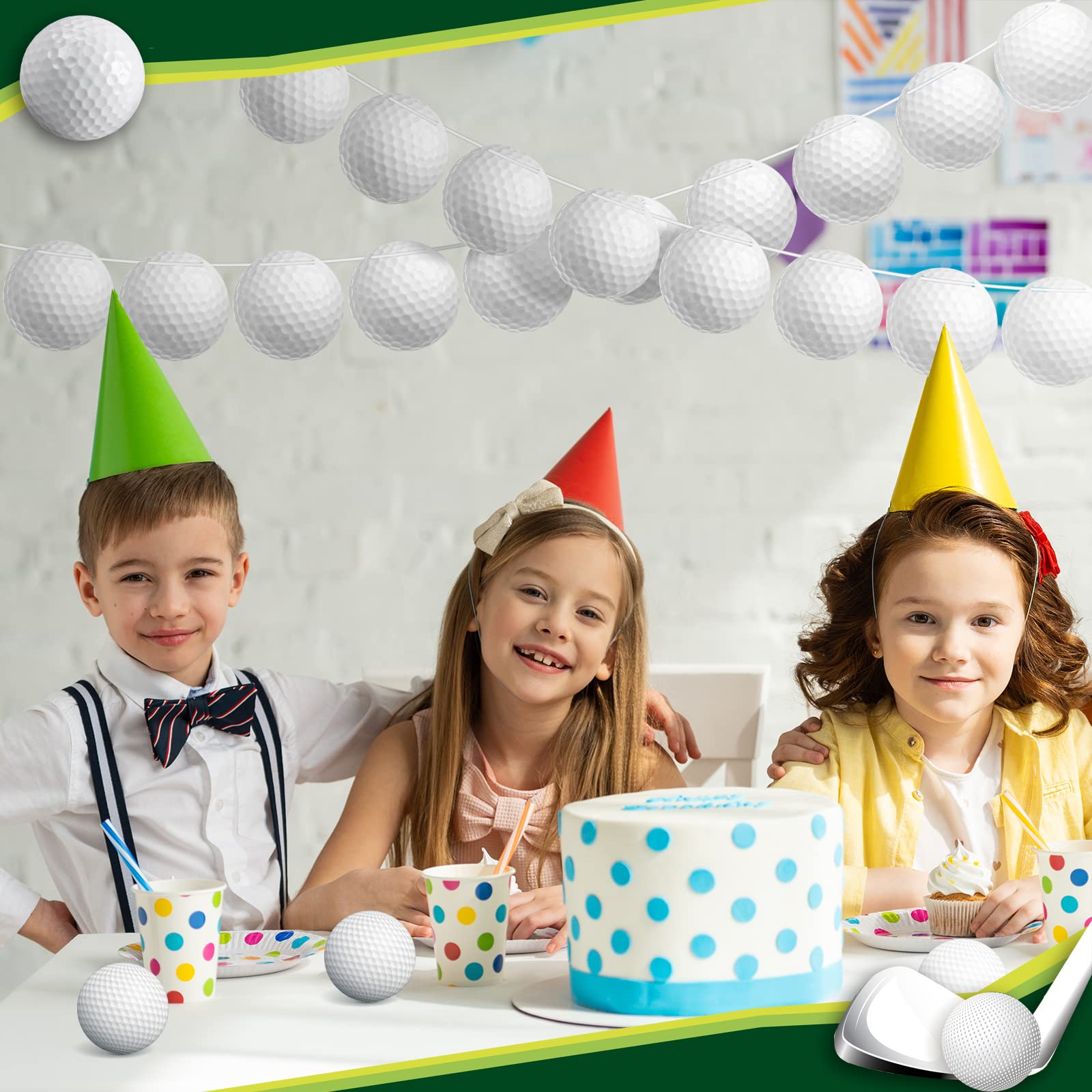 5 Pieces Golf Party Decorations Golf Party Supplies Golf Party Banners Golf Bunting Hanging Banners Golf Paper Garlands for Sports Theme Birthday (Golf Style)