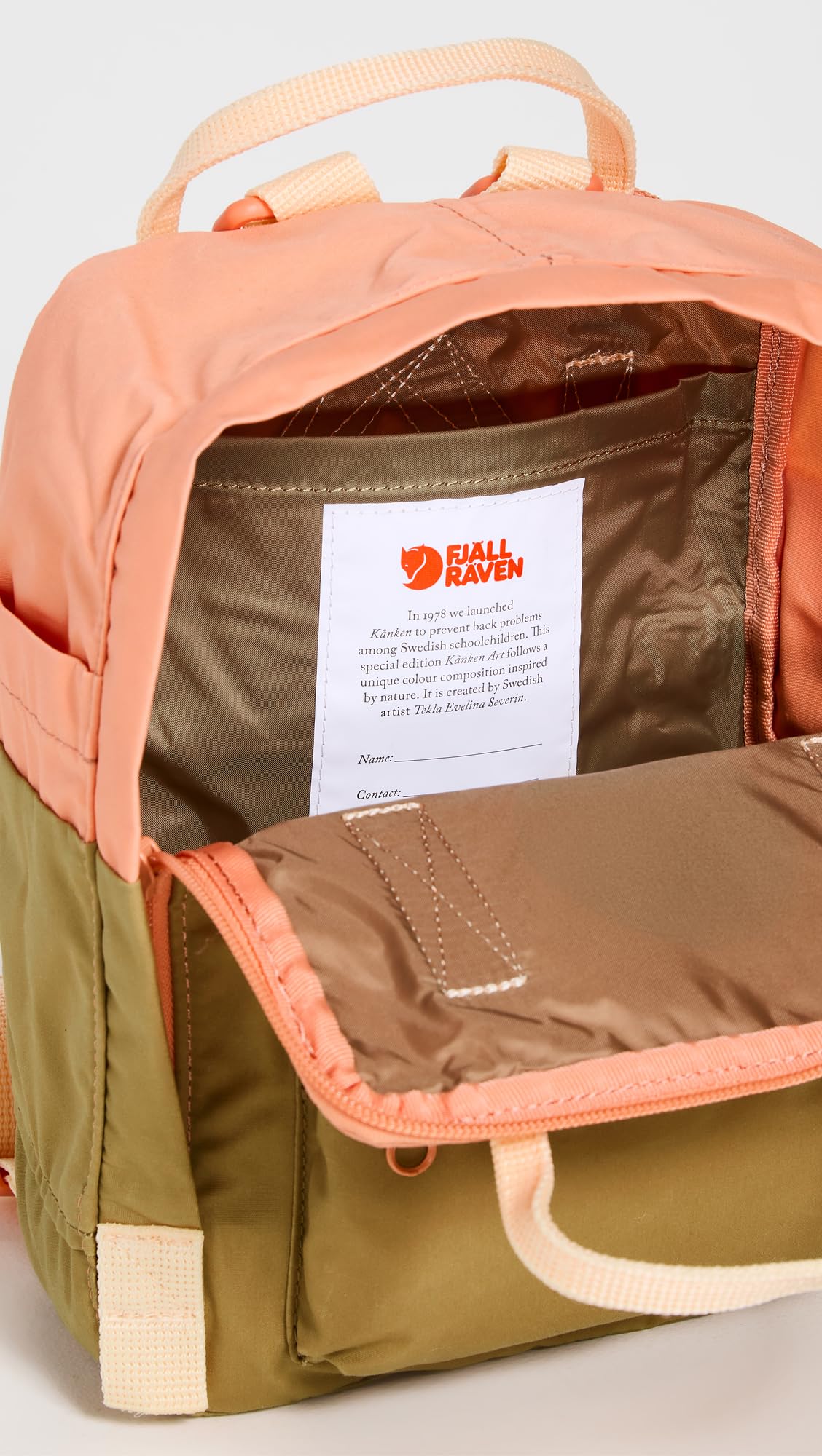 Fjallraven Women's Kanken Art Mini Backpack, Landsort, Green, Orange, One Size
