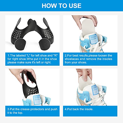 YIONEFLY 6 Pairs Shoe Crease Protectors - Prevent Sneaker Creases and Toe Box Decrease - Fits Air Force, Jordan, Dunk & More - Shoe Anti Creases Guard for Women's Shoes (Size 5-8.5)