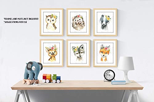 Woodland Animals Wall Art Prints - Nursery Decor - Set of 6-8x10 - Unframed - Watercolor