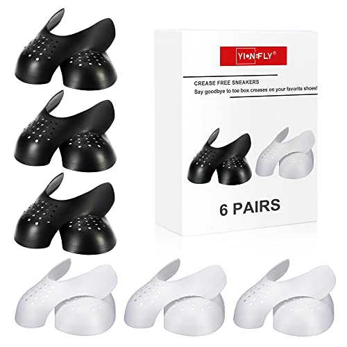 YIONEFLY 6 Pairs Shoe Crease Protectors - Prevent Sneaker Creases and Toe Box Decrease - Fits Air Force, Jordan, Dunk & More - Shoe Anti Creases Guard for Women's Shoes (Size 5-8.5)