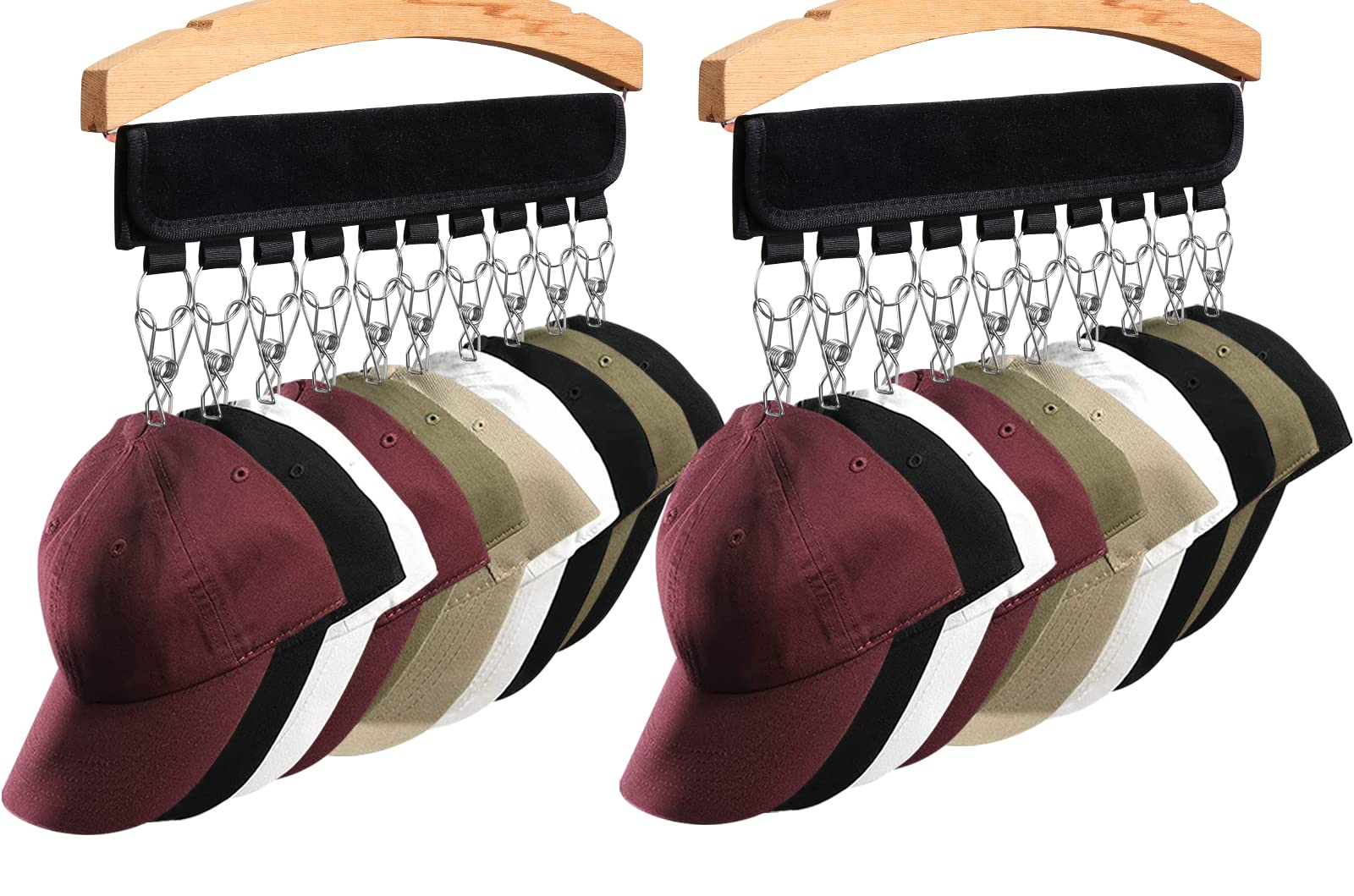 Yeefeoch Hat organizer for hanger - Baseball Cap Rack, Multifunctional coat rack-closet storage expert, Hat racks (2Pack)