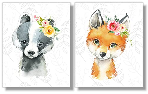 Woodland Animals Wall Art Prints - Nursery Decor - Set of 6-8x10 - Unframed - Watercolor