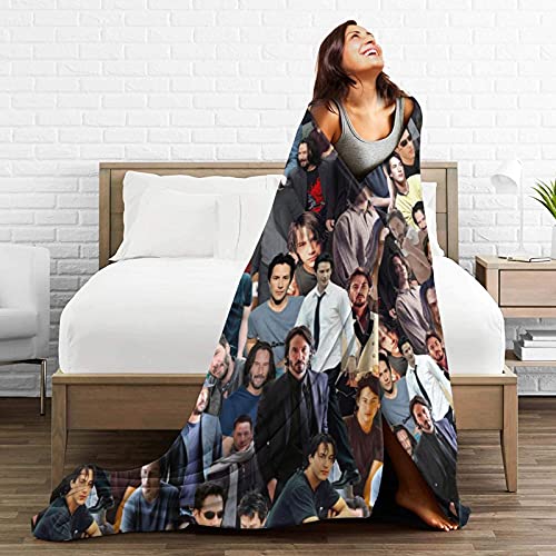 Gadimen Keanu Reeves Throw Blanket, Super Soft Lightweight Flannel Fleece Blankets for Bed Couch Sofa, All Season Warm Cozy Fuzzy Plush Microfiber Blanket for Hot Sleepers 50x40 inches