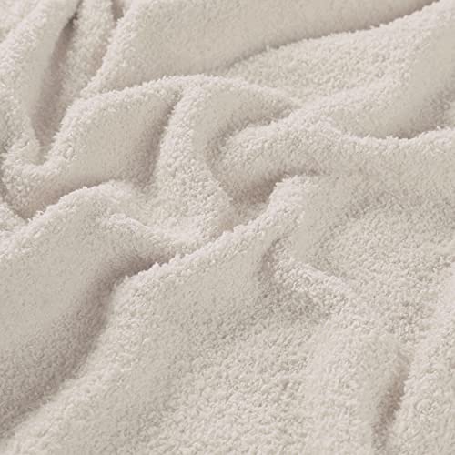 Knit Throw Blanket Super Soft Warm Blanket for Couch Lightweight Fluffy Blanket for Bed Sofa 50x60 Inches Cream