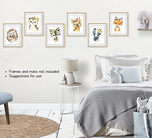 Woodland Animals Wall Art Prints - Nursery Decor - Set of 6-8x10 - Unframed - Watercolor