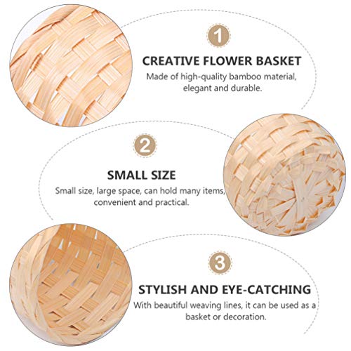 Garneck Flower Pot Holder 4pcs Mini Wicker Basket Sets Small Bamboo Baskets Hand-Held Woven Storage Plant Pot Grocery Basket Flower Plant Basket