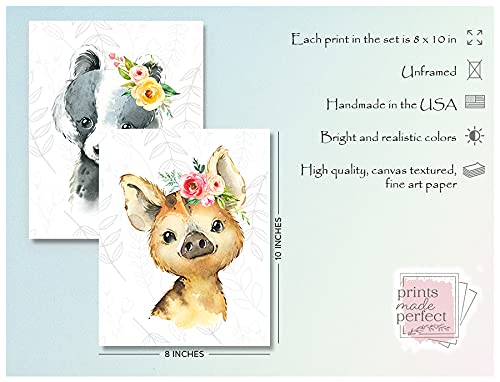 Woodland Animals Wall Art Prints - Nursery Decor - Set of 6-8x10 - Unframed - Watercolor