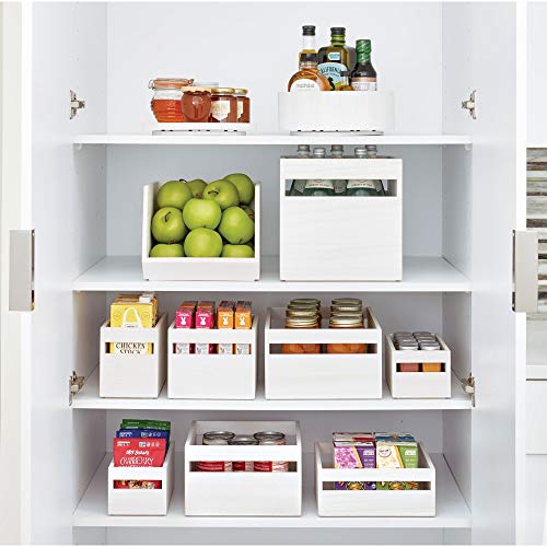 iDesign Renewable Paulownia Wood Collection Storage Bin with Handles, 10" x 5" x 4", White Wash