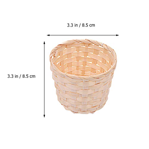 Garneck Flower Pot Holder 4pcs Mini Wicker Basket Sets Small Bamboo Baskets Hand-Held Woven Storage Plant Pot Grocery Basket Flower Plant Basket