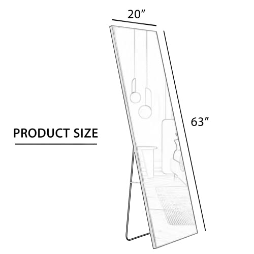 Wekity Aluminum Alloy Metal Frame Wall Mounted Full Body Mirror, Bathroom Makeup Mirror, Bedroom Entrance, Decorative Mirror (63"* 20")