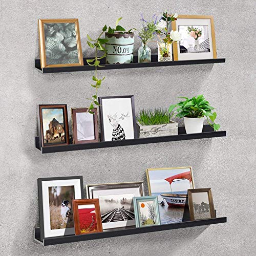 3 Pack 24 inch and 3 Pack 47 inch Photo Picture Ledge Shelf for Office, Living Room, Bedroom