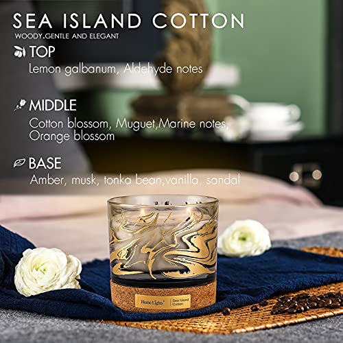 Scented Candles, Natural Soy Wax Candles for Home Scented, 2 Wicks Aromatherapy Candles with Wood Base, Large Candle for Decor Great Gifts,10 OZ - Sea Island Cotton