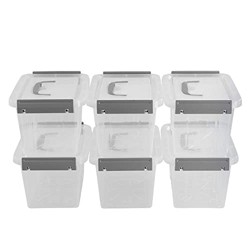 Joyeen 3 L Small Storage Bins, Clear Storage Box with Lid, 6 Pack