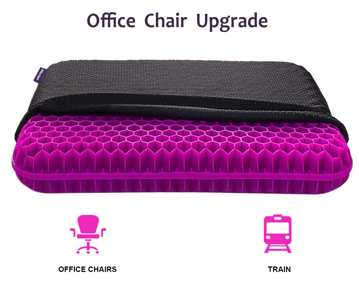 Sbriun Extra Thick Gel Seat Cushion Pillow - Enhanced Double Office Chair Car Egg Seat Cushion Pillow for Back, Coccyx & Tailbone Pain Relief Pad - Pressure Reducing Honeycomb Designed for Comfort