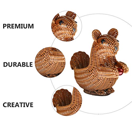 Healifty Laundry Basket Toy Towels Blanket Basket Home Decor Gift Rattan Woven Storage Basket Squirrel Storage Container Wicker Baskets Christmas Tabletop Organizer Nursery Storage Baskets