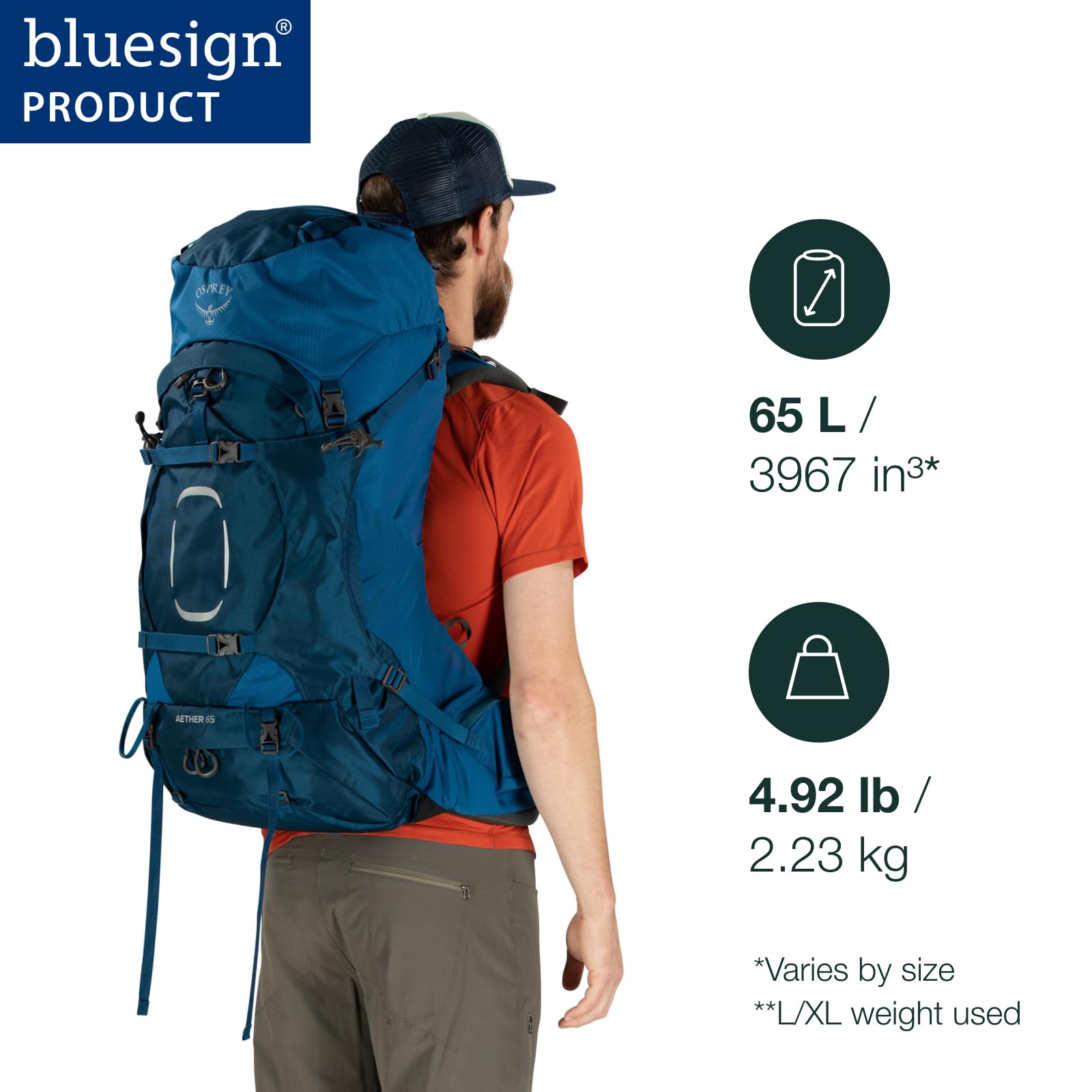 Osprey Aether 65 Men's Backpacking Backpack , Garlic Mustard Green, Large/X-Large
