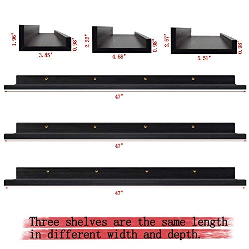 3 Pack 24 inch and 3 Pack 47 inch Photo Picture Ledge Shelf for Office, Living Room, Bedroom
