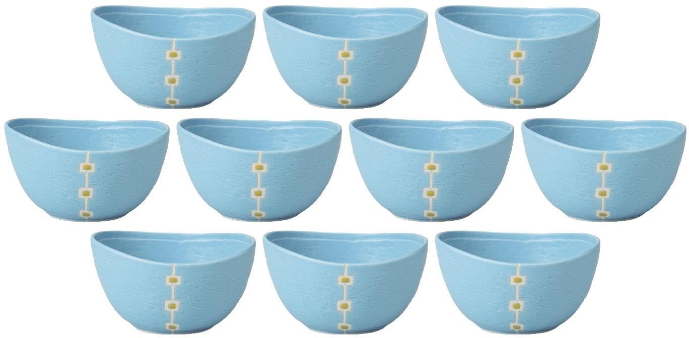 ăťăă˘ăăăłă(Setomonohonpo) Set of 10, Turkey Square Oval Rice Bowl (5.5 x 5.0 x 3.0 inches (13.9 x 12.6 x 7.5 cm) | Medium Bowl