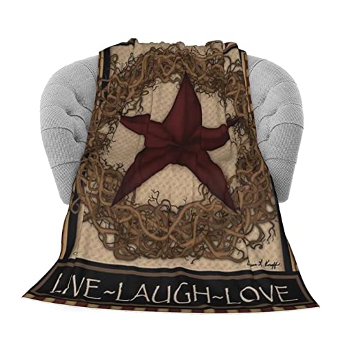 AuHomea Country Primitive Barn Star Wreath Super Soft Throw Blanket 40"x50" Lightweight Fluffy Flannel Fleece Blanket for Couch Bed Sofa Travelling Camping for Kids Adults