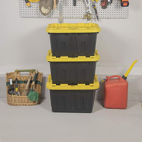 CX Original BLACK & YELLOW 12-Gallon Storage Containers with Lids, Stackable (4 Pack)
