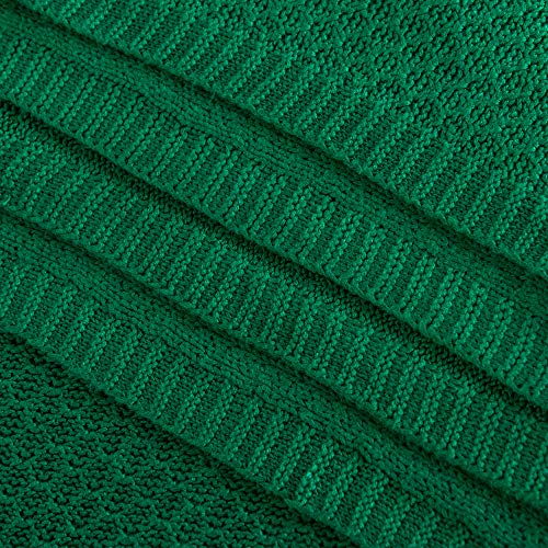 NTBAY Natural Bamboo Cable Knit Throw Blanket, 2.2 lbs Soft and Cooling Touch Bed Blanket, 51x67 Inches, Green