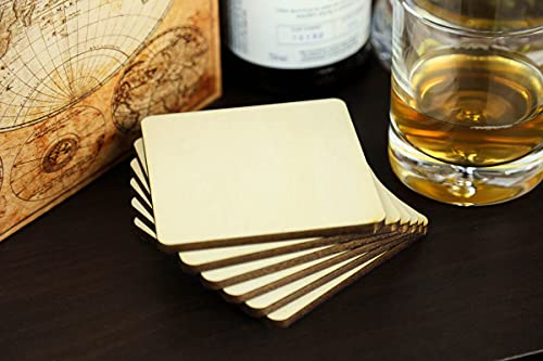40 Pieces Unfinished Square Blank Wood Pieces 4 x 4 Inches for Coasters, Pyrography, Painting, Writing, Kids Arts and Crafts, STEAM, Decorations, Scrabble Tiles, DIY Crafts