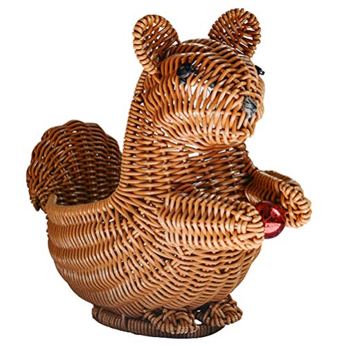 Healifty Laundry Basket Toy Towels Blanket Basket Home Decor Gift Rattan Woven Storage Basket Squirrel Storage Container Wicker Baskets Christmas Tabletop Organizer Nursery Storage Baskets