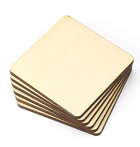 40 Pieces Unfinished Square Blank Wood Pieces 4 x 4 Inches for Coasters, Pyrography, Painting, Writing, Kids Arts and Crafts, STEAM, Decorations, Scrabble Tiles, DIY Crafts