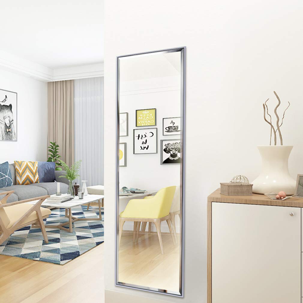 PETAFLOP 14x48 Inch Full Length Mirror Wall Mounted Rose Gold and White