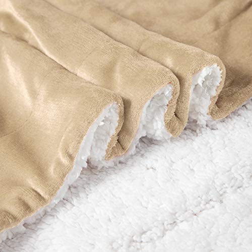 RONGTAI Sherpa Fleece Bed Blanket,Lightweight Cozy Thick Throw Blankets for Couch,Yellow-Queen(90" x 90")