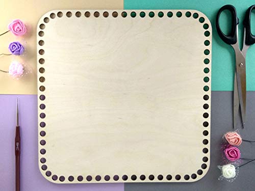 Basket Bottom, 10 inch 25 cm. Square Wooden Base Crochet Weaving Craft Supplies