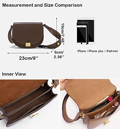 YXBQueen Crossbody Bags for Women Small Leather Saddle Purse and Satchel Handbags Beige