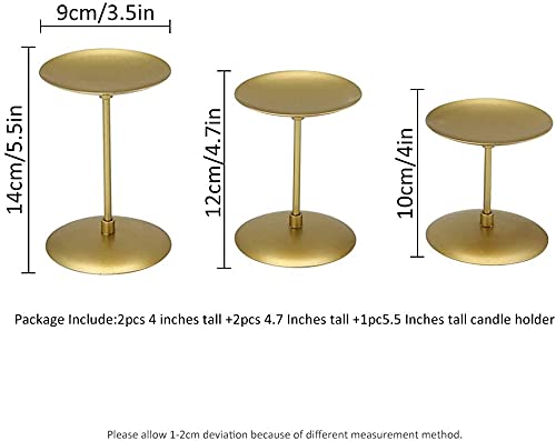 Golden Cylindrical Candle Holder Set (6 Piece Set) Metal Candle Holder Holder, Used for Table Decoration, Home Decoration, Wedding