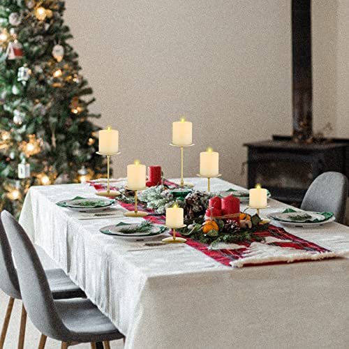 Golden Cylindrical Candle Holder Set (6 Piece Set) Metal Candle Holder Holder, Used for Table Decoration, Home Decoration, Wedding