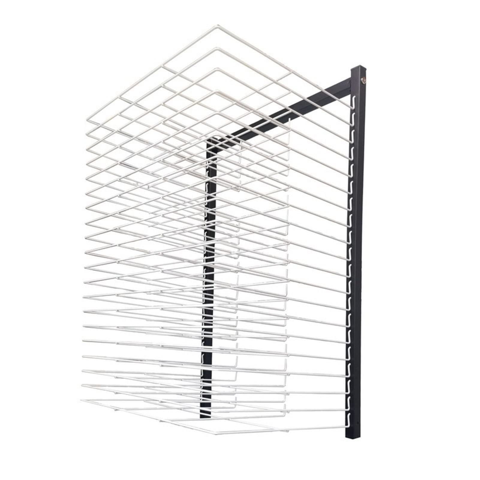 Metal Steel Art Drying Rack for Paintings, A3 Paper & Prints, Artwork Storage Display Rack with Wire Shelves for Art Organizer, Classrooms, Art Studios, White+Black (Size : A- Wall Mounted)