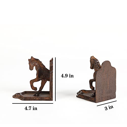 Jemeni 2 Pack Farmhouse Galloping Horse Bookends, Rusty Finish