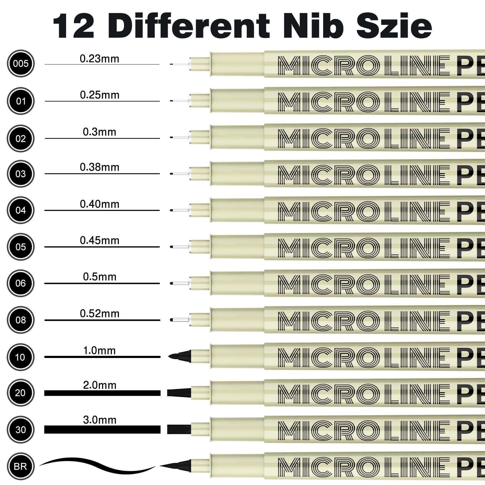 Micro-Pen Fineliner Ink Pens, 12 Pack Black Micro Fine Point Drawing Pens Waterproof Archival Ink Multiliner Pens for Artist Illustration, Sketching, Technical Drawing, Anime, Manga, Scrapbooking