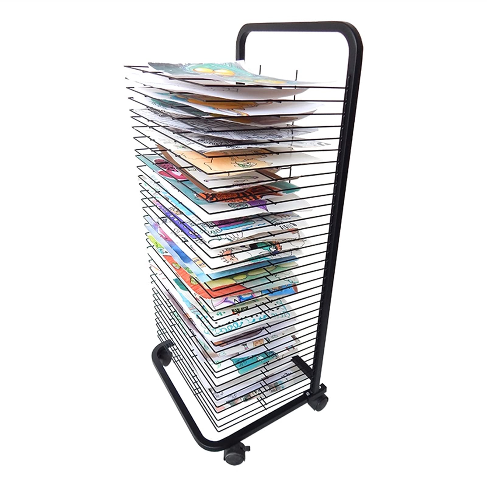 YSCMX Drying Rack, Mobile Classrooms, Art Studio, 25-Shelf Mobile Drying Rack with Wire Shelves for Works of Art, Black Powder Coated Finishļ¼Drying & Print Racks (Color : 35-Layer)