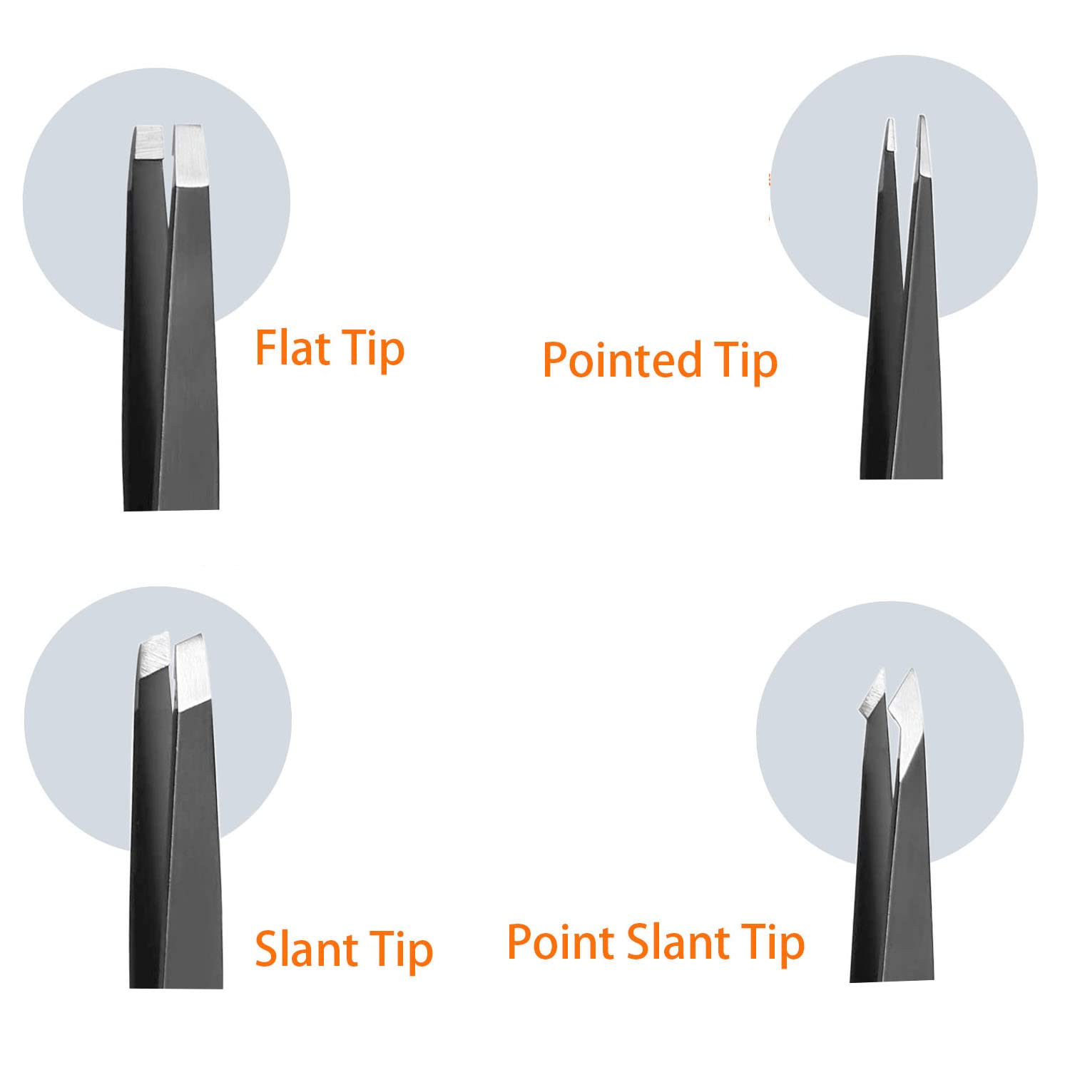 Eyebrow Tweezers Set,4Pcs Stainless Steel Slanted and Pointed Tweezer Set, Facial Hair Tweezers