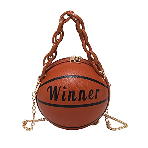 KUANG! Women's Basketball Shaped Mini Chain Purse Shoulder Messenger Handbags Handle Tote Cross Body bags For Girls