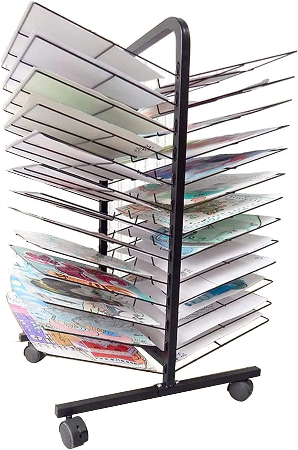 Art Drying Rack, 26-Tier Mobile Art Drying Rack with Wire Rack for Artwork, Drying and Printing Rack, Ideal for Schools and Art Clubs