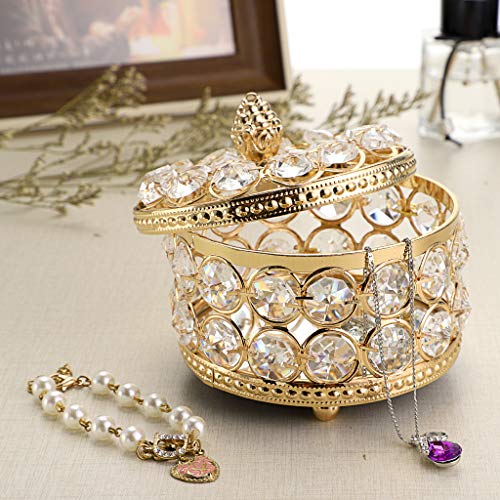 Hipiwe Crystal Mirrored Jewelry Box Jewelry Trinket Organizer Box Home Decor Ring Earrings Necklace Storage Holder Keepsake Box