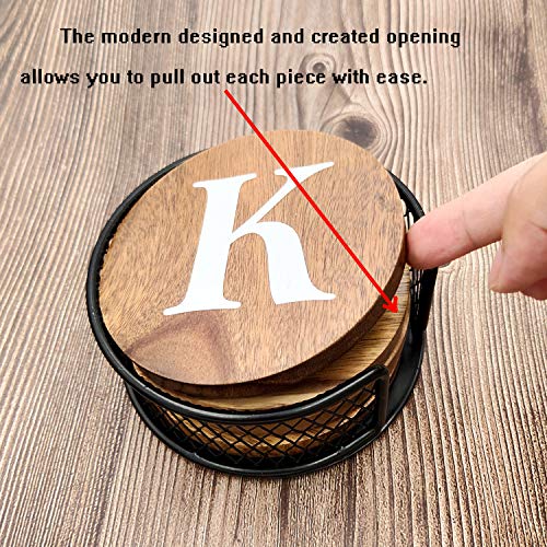 Round Metal Coaster Holder with Cork Paded Base, Black Minimalist Holder for 6PCS Ceramic Coasters of Upto 4" in Size